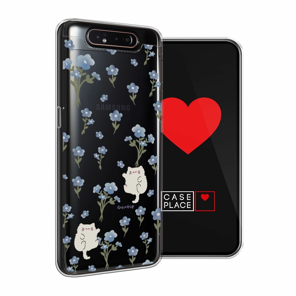 Чехол на Samsung Galaxy A80 / Самсунг Гэлакси A80 с принтом "Gentle cats", прозрачный — фото 1