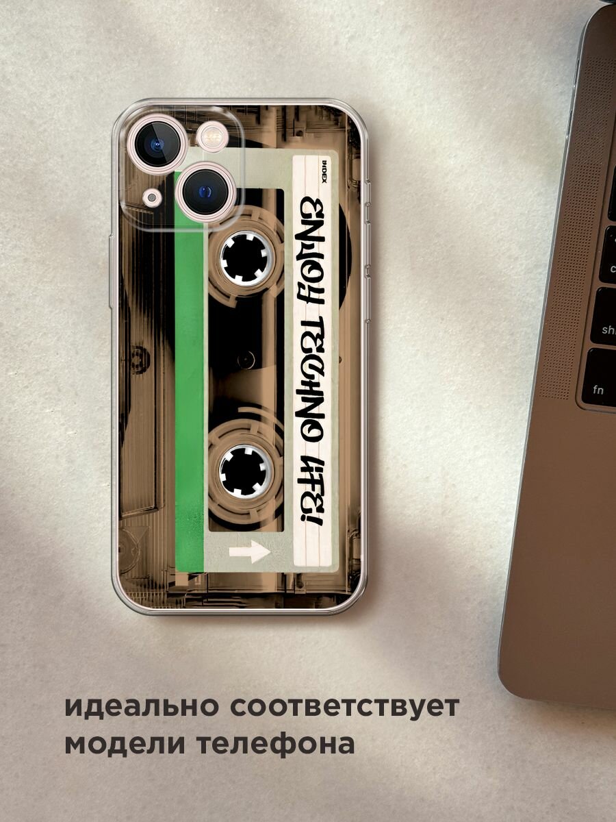 Чехол на Apple iPhone 13 mini / Айфон 13 мини с принтом "Ретро кассета" — фото 1