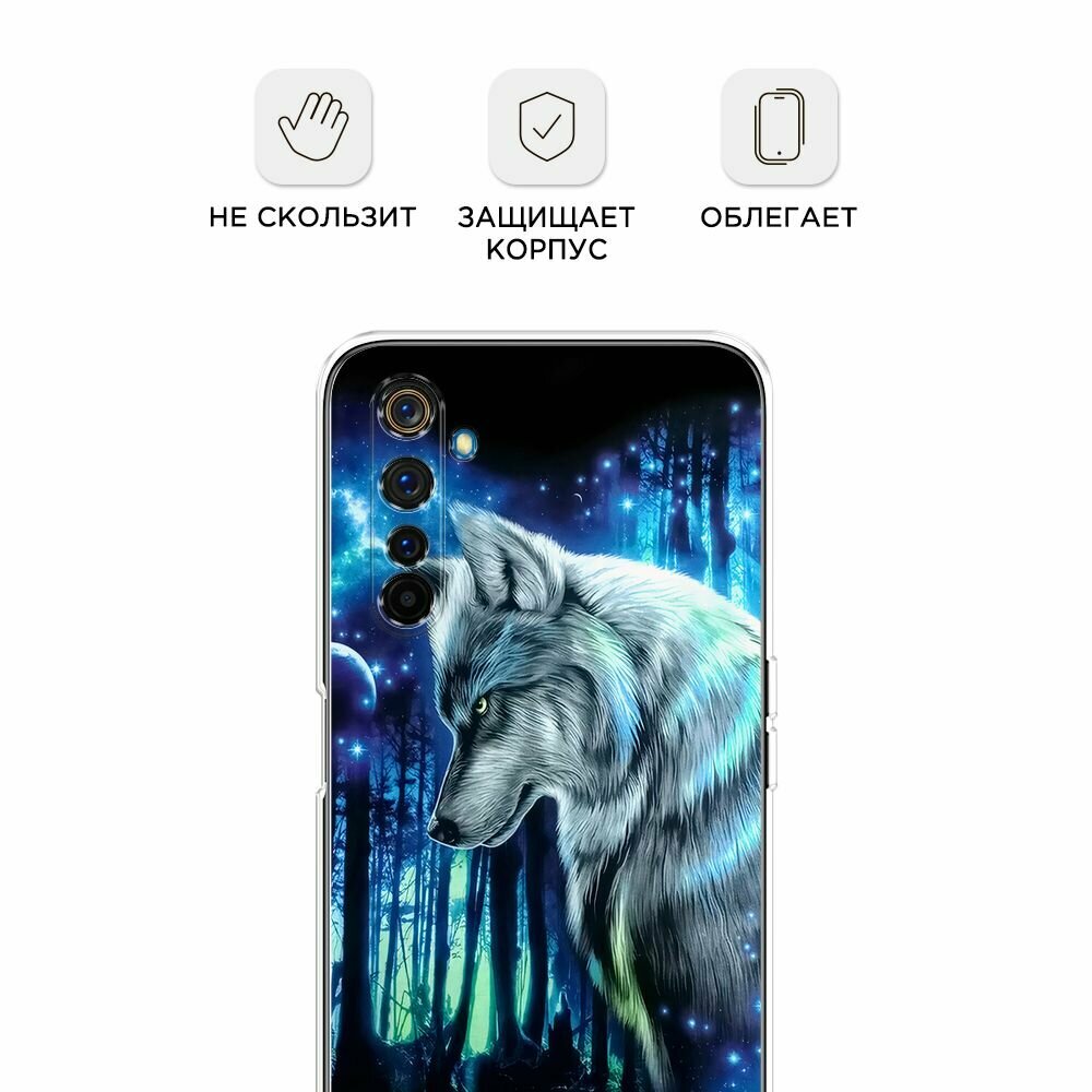 Чехол на Realme 6 Pro / Реалми 6 Про с принтом "Сказочный волк" — фото 1