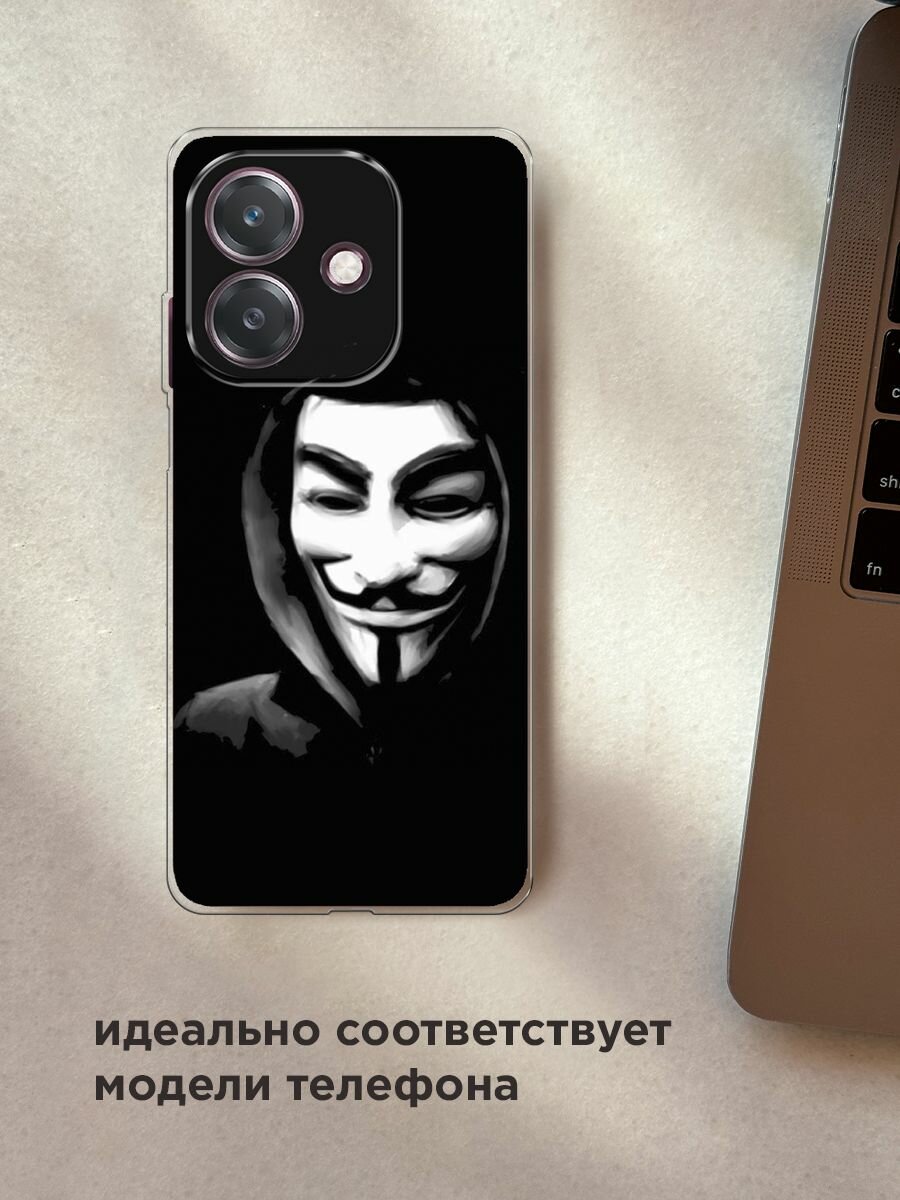 Силиконовый чехол на Oppo A3/A3x / Оппо А3/A3x с принтом "Анонимус" — фото 1