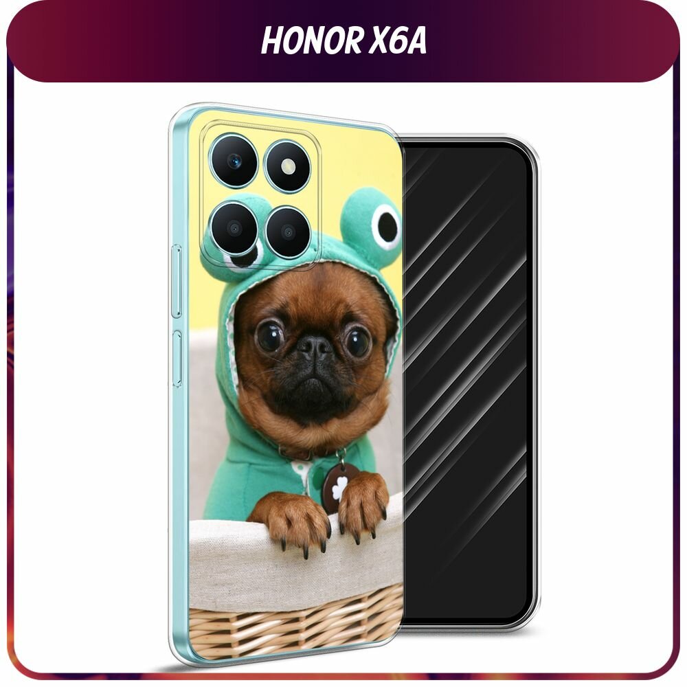 Чехол на Honor X6A / Хонор X6A с принтом Собачка в шапке лягушки