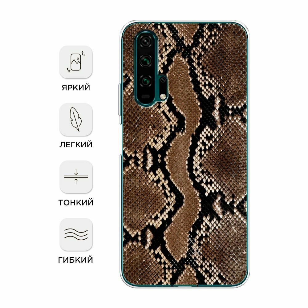Силиконовый чехол на Honor 20 Pro / Хонор 20 Про с принтом Кожа питона — фото 1