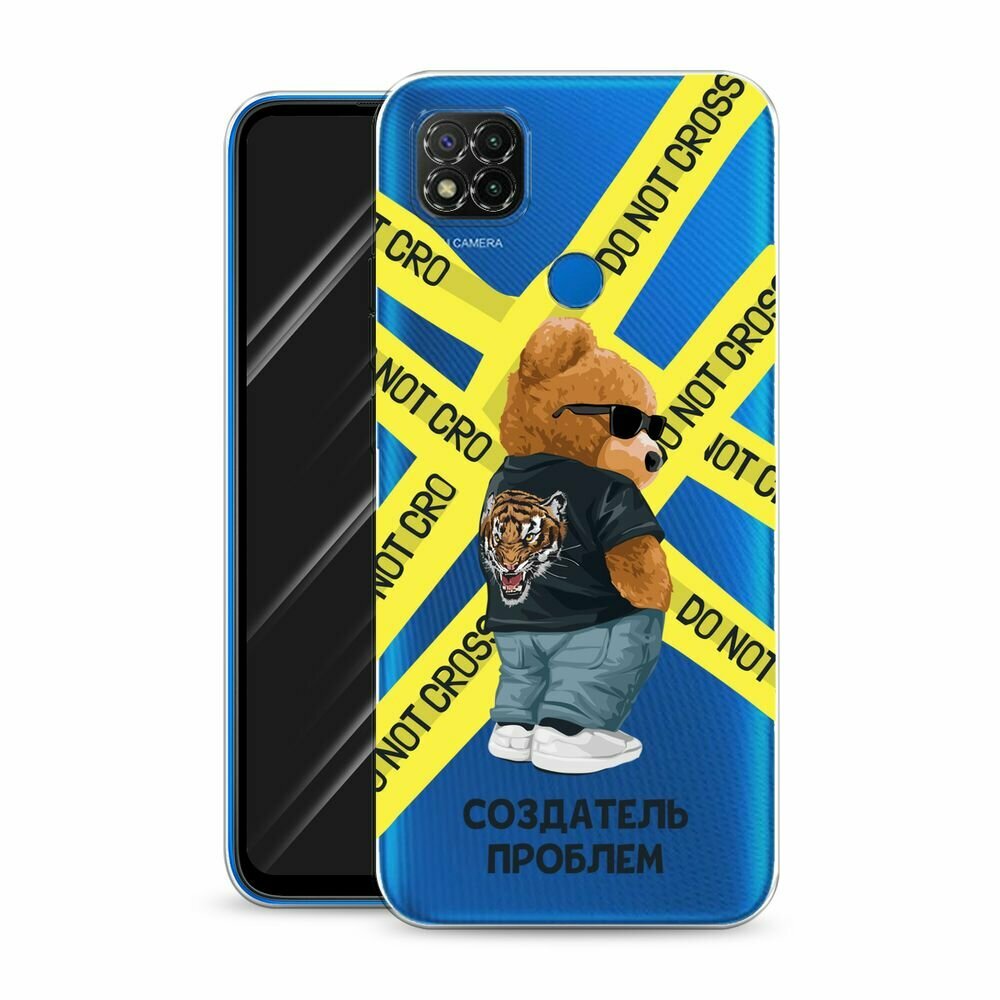 Чехол на Xiaomi Redmi 9C / Сяоми Редми 9C с принтом "Создатель проблем - 23 февраля", прозрачный — фото 1