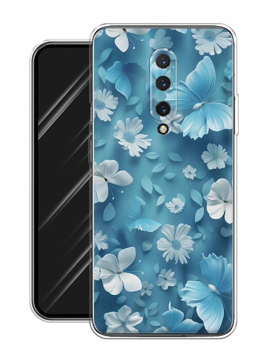 Чехол на OnePlus 8 / ВанПлас 8 с принтом "Голубые глазурные цветы" — фото 1