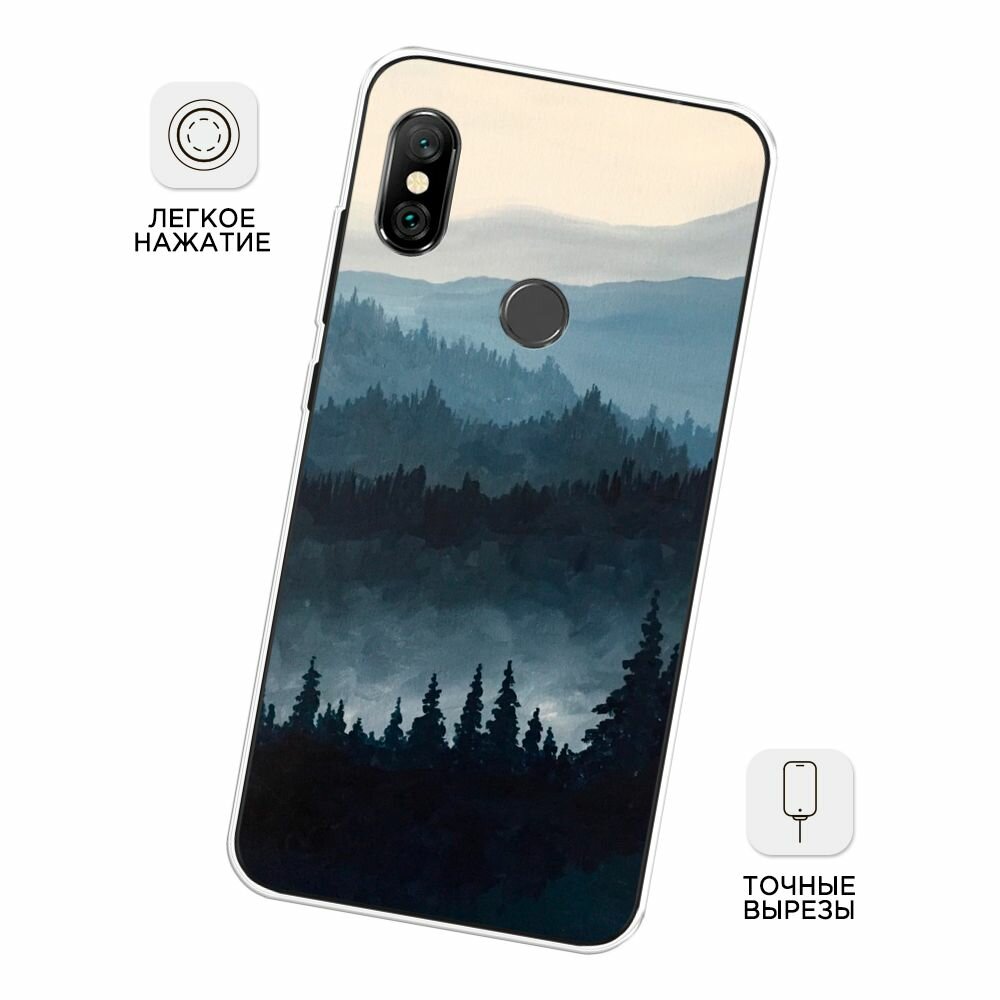 Чехол на Xiaomi Redmi Note 6 Pro / Сяоми Редми Нот 6 Про с принтом "Туманные горы" — фото 1