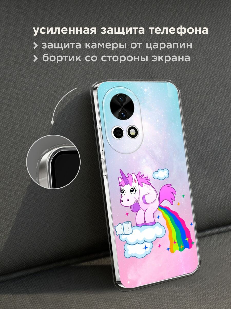 Чехол на Huawei Nova 12/Nova13 / Хуавей Нова 12/Нова 13 с принтом "Единорог какает" — фото 1