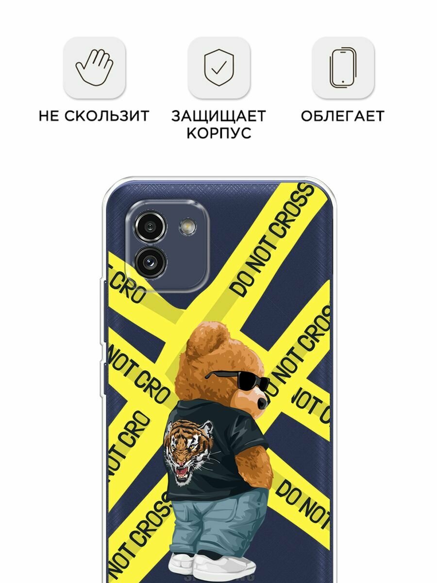 Чехол на Samsung Galaxy A03 / Самсунг Галакси А03 с принтом "Создатель проблем - 23 февраля", прозрачный — фото 1