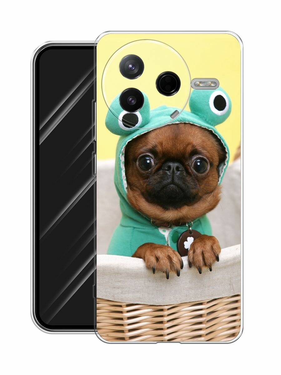 Чехол на Poco F7 Pro / Поко F7 Про с принтом "Собачка в шапке лягушки" — фото 1
