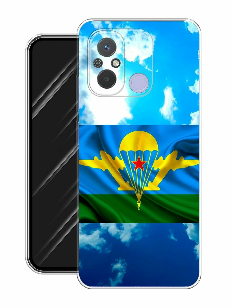 Чехол на Xiaomi Redmi 12C/Poco C55 / Редми 12C/Поко С55 с принтом "ВДВ флаг в небесах" — фото 1