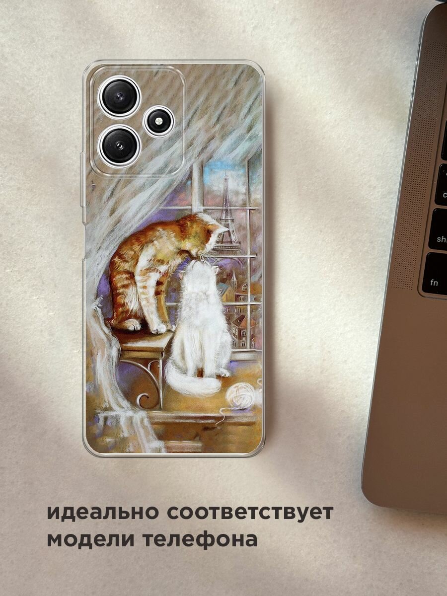 Чехол на Xiaomi Redmi 12 / Сяоми Редми 12 с принтом "Влюбленные котики 1" — фото 1