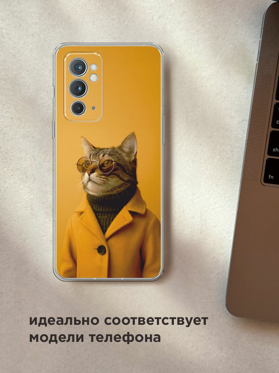 Чехол на OnePlus 9RT / ВанПлас 9RT с принтом "Деловой кот в пальто" — фото 1