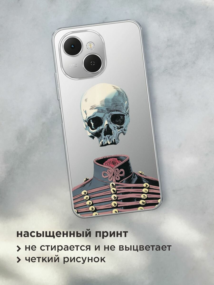 Чехол на Tecno Spark 40C / Текно Спарк 40C с принтом "Гусар", прозрачный — фото 1