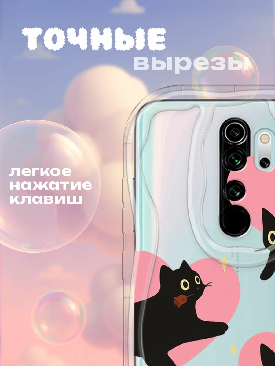 Чехол на Xiaomi Redmi Note 8 Pro / Редми Нот 8 Про с принтом "Котики с розой" — фото 1