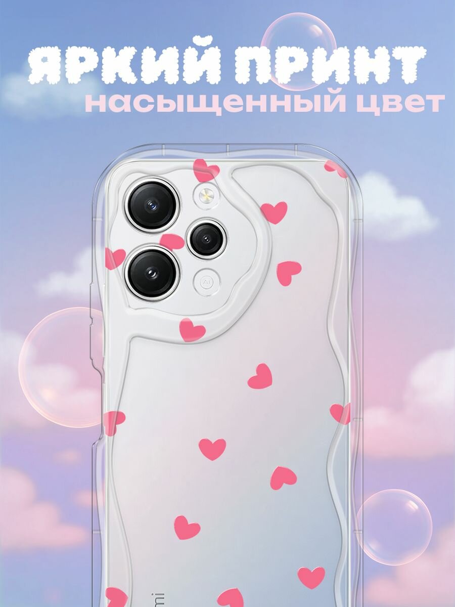 Чехол на Xiaomi Redmi 12 / Редми 12 с принтом Паттерн розовые сердечки — фото 1