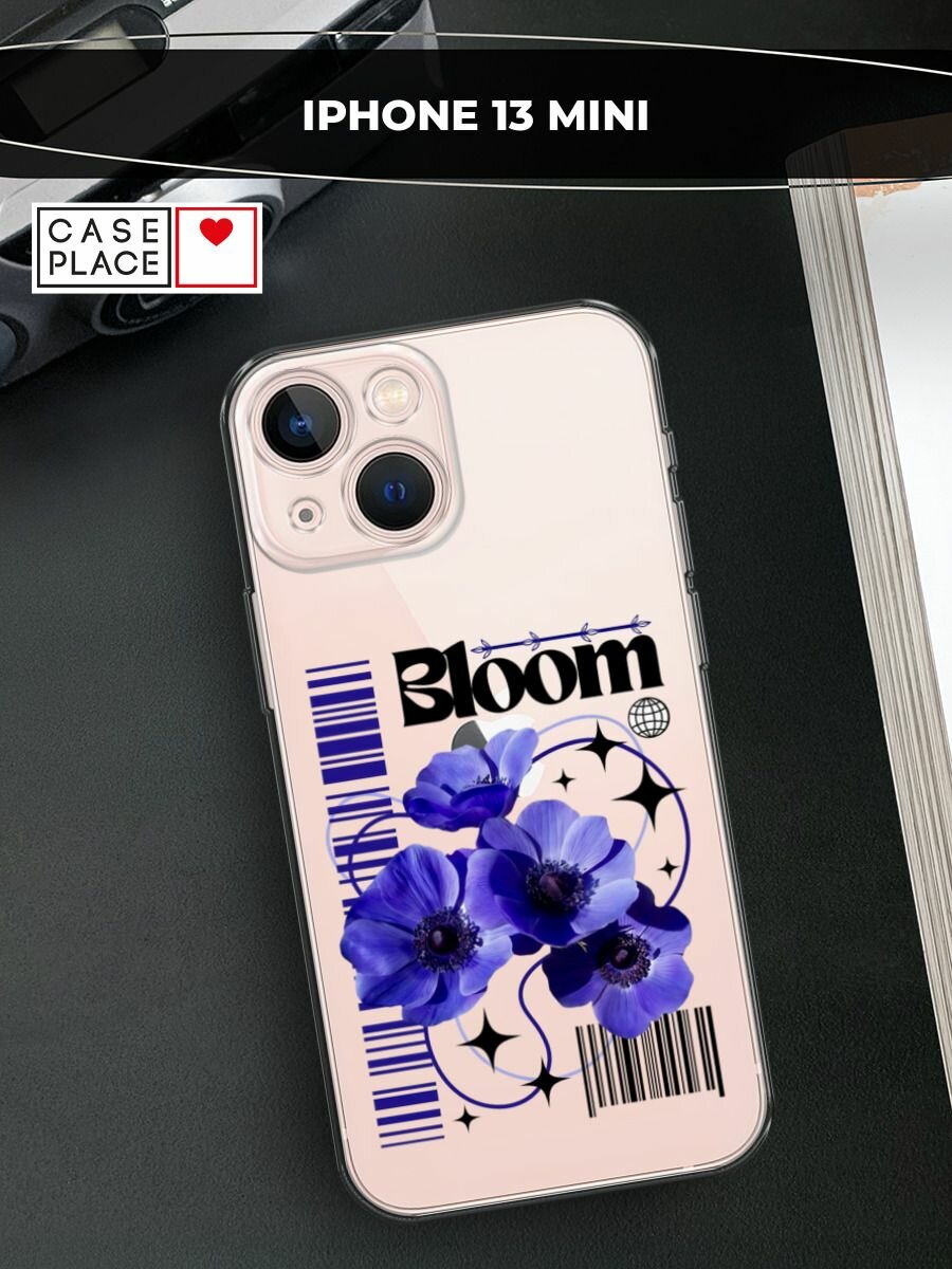 Чехол на Apple iPhone 13 mini / Айфон 13 мини с принтом "Завораживающие анемоны", прозрачный