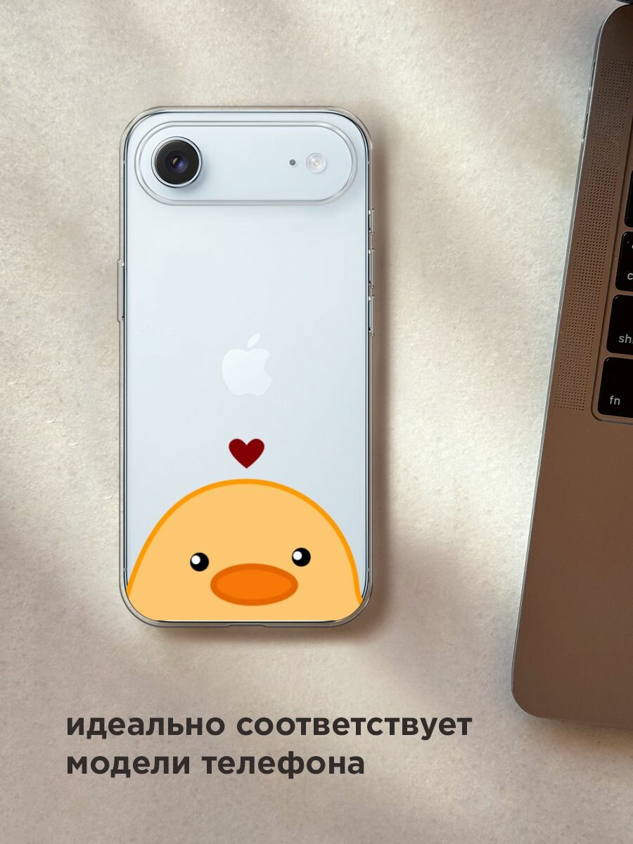 Чехол на Apple iPhone Air / Айфон Айр с принтом "Влюблённая уточка - 14 февраля", прозрачный — фото 1