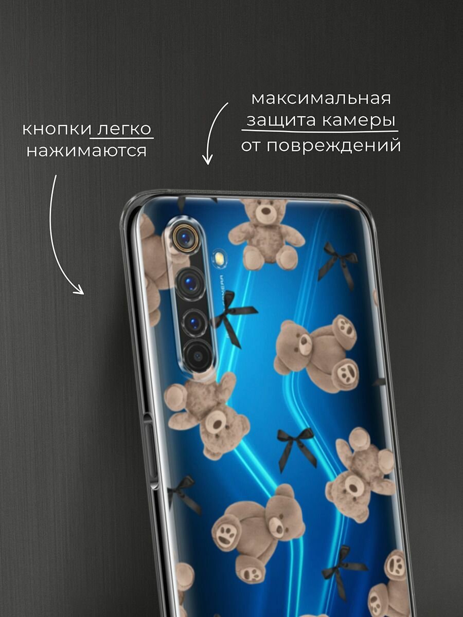Чехол на Realme 6 Pro / Реалми 6 Про с принтом "Плюшовые мишки 2", прозрачный — фото 1