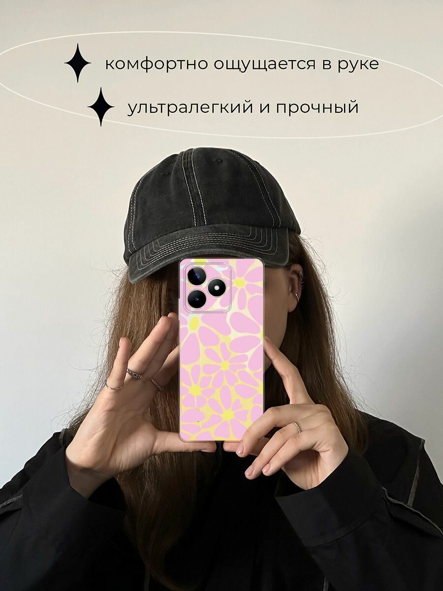 Чехол на Realme C53/C51 / Реалми С53/С51 с принтом "Розовые лепестки 2", прозрачный — фото 1