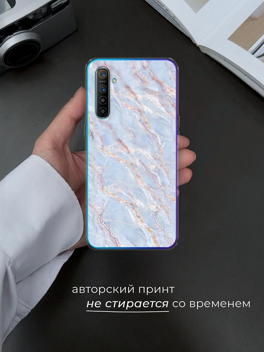 Силиконовый чехол на Realme XT / Реалми XT с принтом "Сиреневый мрамор" — фото 1