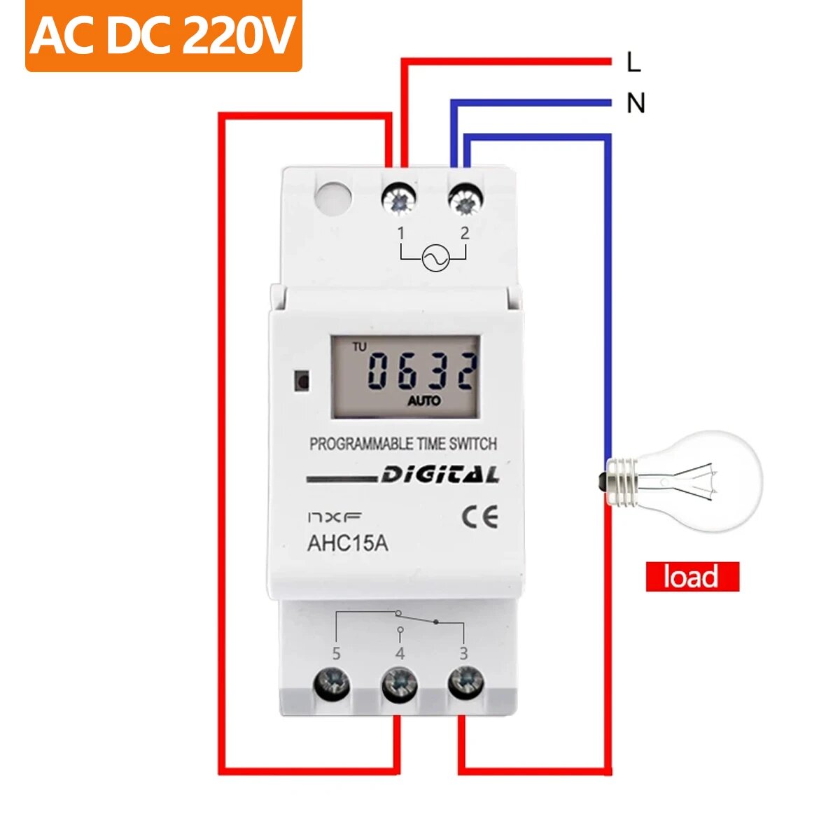 Электронное цифровое реле времени THC15A 30A, AC DC 220V
