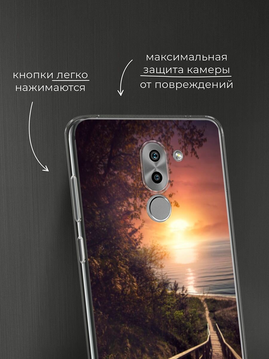 Силиконовый чехол на Honor 6X / Хонор 6Х с принтом "Мост у воды" — фото 1