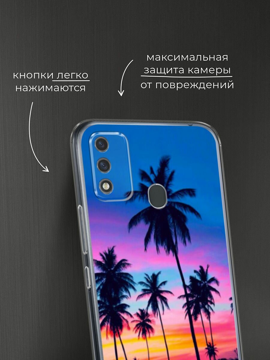 Силиконовый чехол на Itel A48 / Ител А48 с принтом "Закат 5" — фото 1