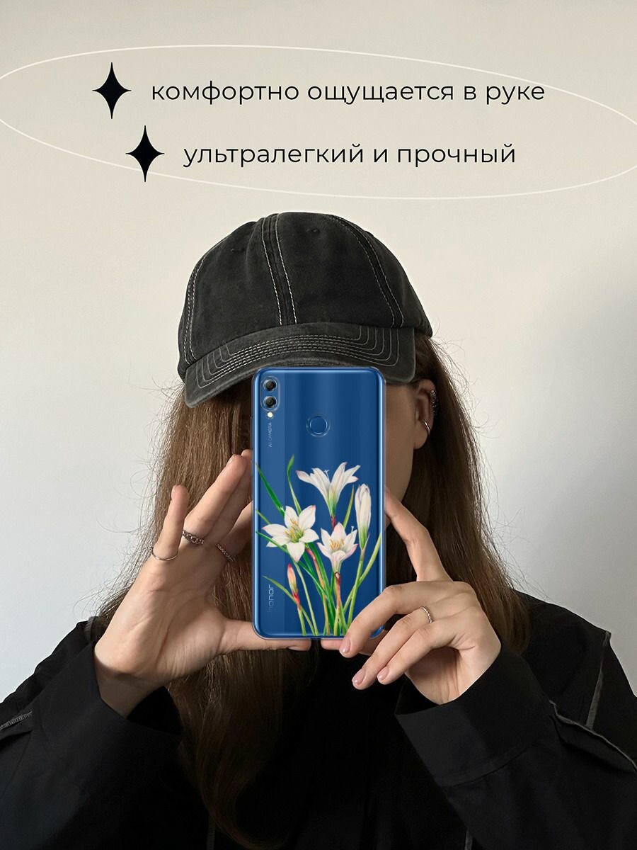 Чехол на Honor 8X / Хонор 8Х с принтом "White lily", прозрачный — фото 1