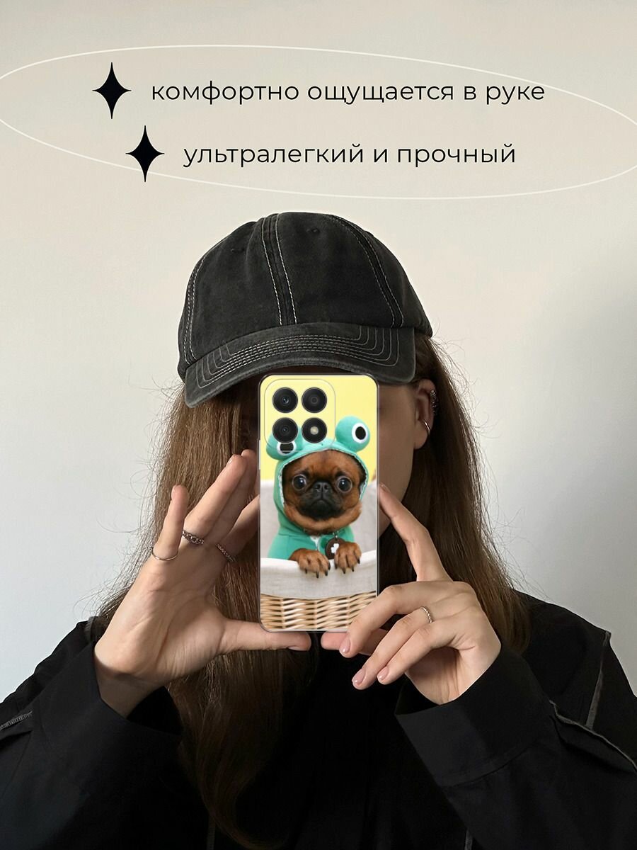 Чехол на Honor X8A / Хонор X8A с принтом "Собачка в шапке лягушки" — фото 1