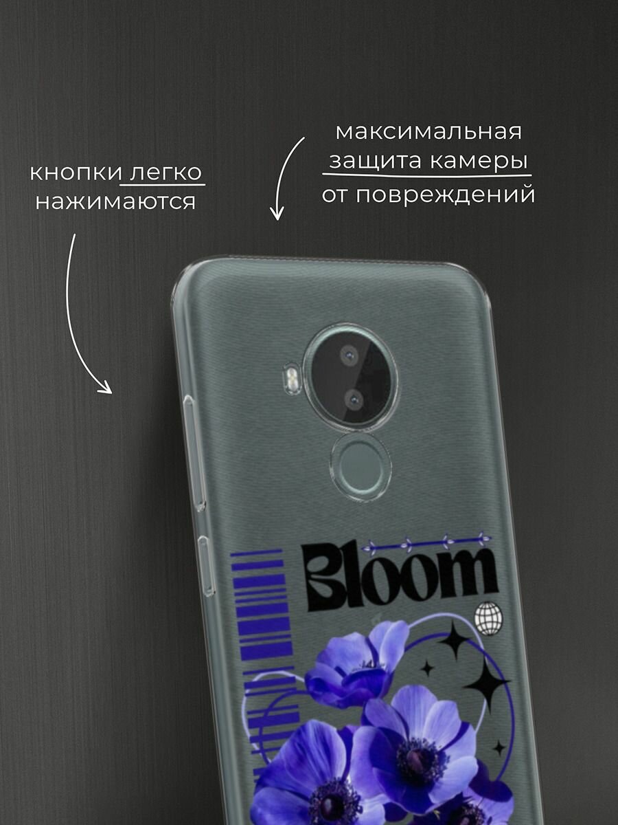 Чехол на Nokia C30 / Нокия C30 с принтом "Завораживающие анемоны", прозрачный — фото 1