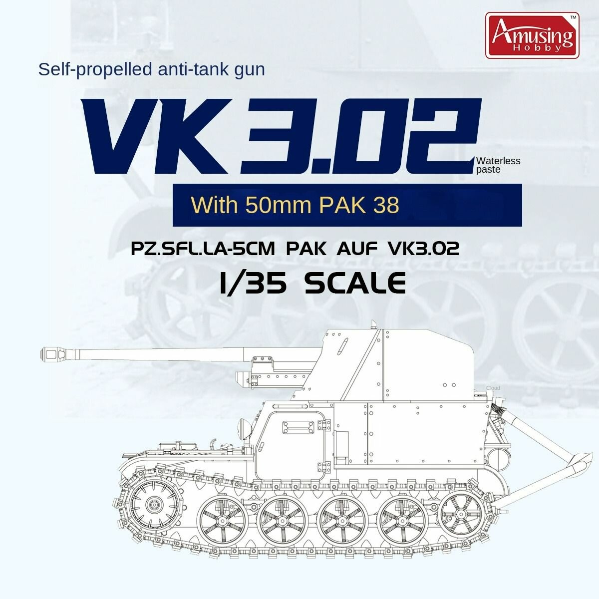 Amusing Hobby 35B005 1/35 шт. СФЛ. LA-5cm PaK Auf VK3.02 Танк-эсминец