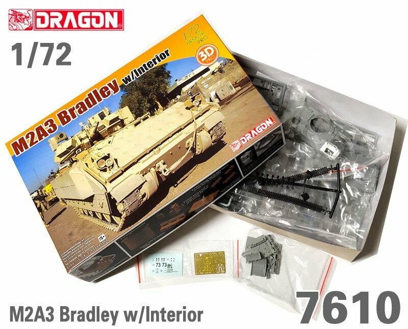 DRAGON 7610 1/72 M2A3 Bradley Боевая машина пехоты с комплектом моделей интерьера 3D