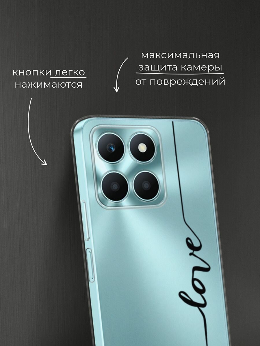 Чехол на Honor X6A / Хонор X6A с принтом "Красивая любовь надпись", прозрачный — фото 1