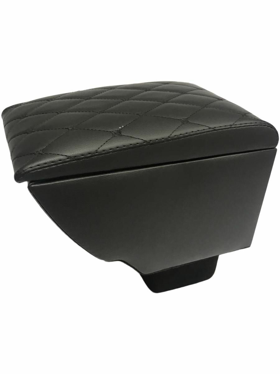 Подлокотник Ford focus II (2005-2011) с вставкой в подстаканник кожаный (черный, шов ромб) для форд фокус 2