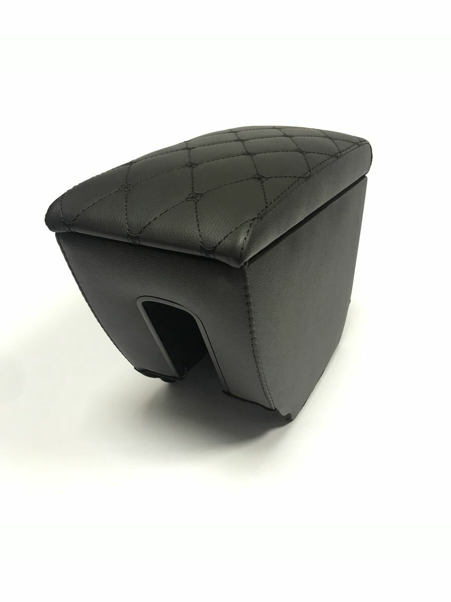 Подлокотник Volkswagen Polo (2020-н. в.) с вставкой в подстаканник кожаный (черный, шов ромб) оригинал, для фольксваген поло