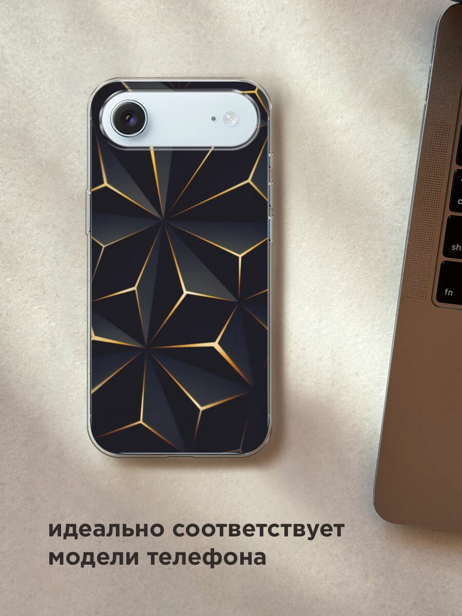 Чехол на Apple iPhone Air / Айфон Айр с принтом "Черные полигоны" — фото 1