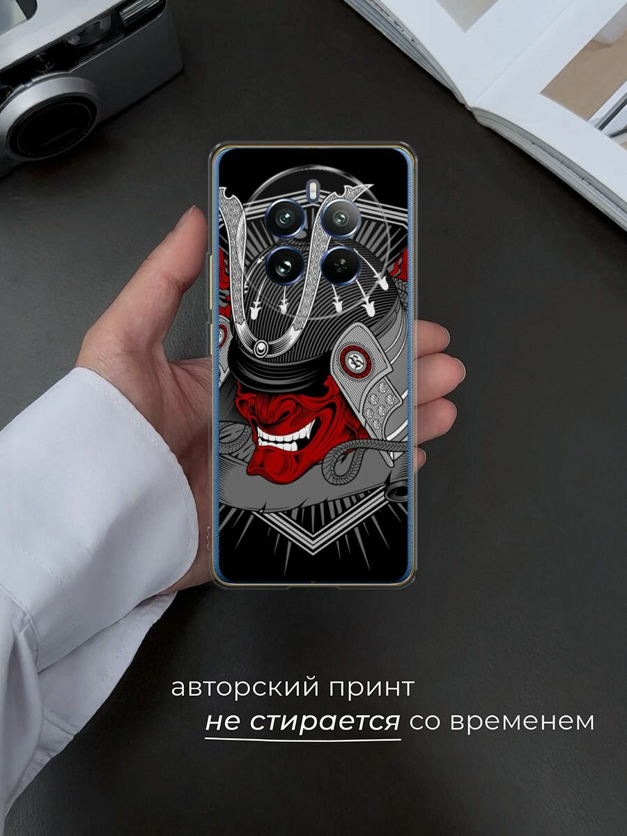 Чехол на Realme 12 Pro / Реалми 12 Про с принтом "Красная маска самурая" — фото 1