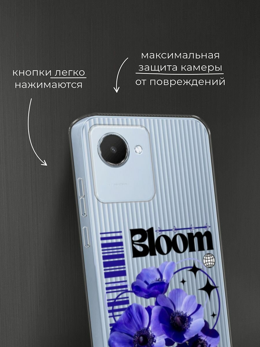 Чехол на Realme C30 / Реалми C30 с принтом "Завораживающие анемоны", прозрачный — фото 1