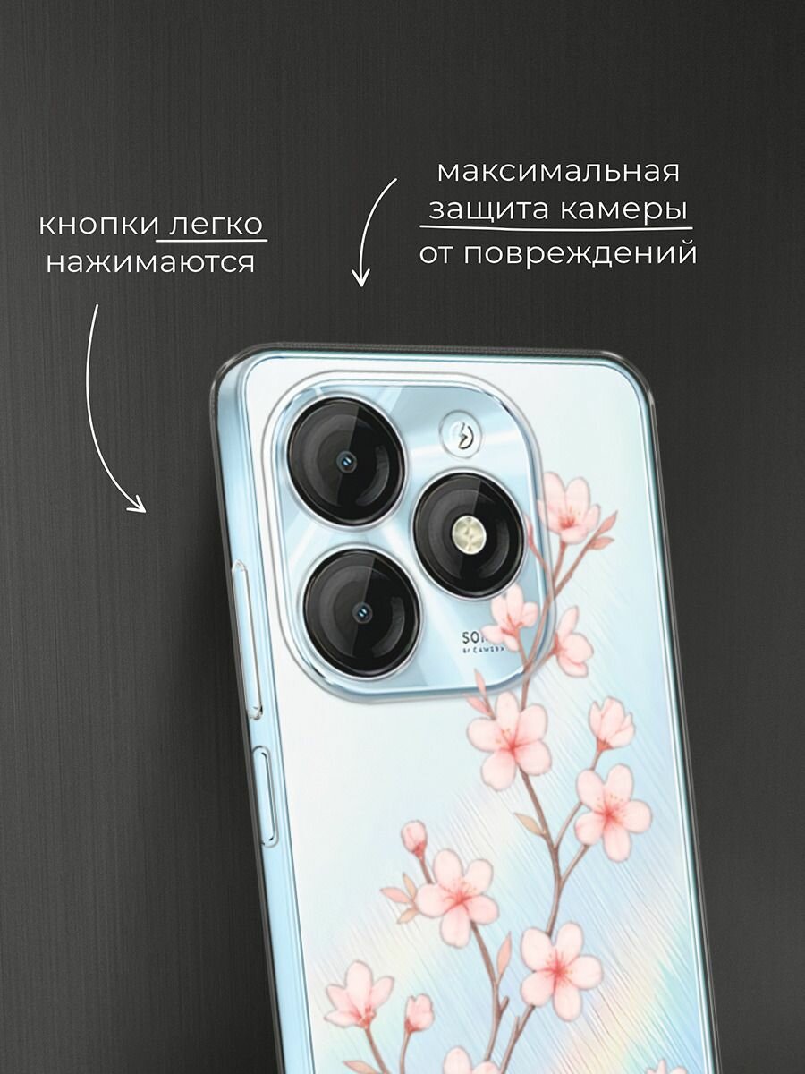 Чехол на Itel P55 / Ител Р55 с принтом "Веточка сакуры 2" — фото 1