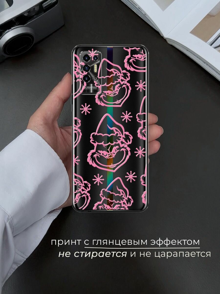 Чехол на Tecno Pova 2 / Текно Пова 2 с принтом "Розовый Гринч 3" — фото 1