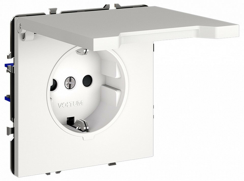 Розетка с заземлением и со шторкой, без рамки с крышкой Voltum S70 VLS040302