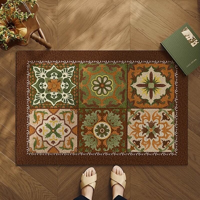 Коврик для пола с рисунком коричневой плитки, можно резать, 50x80 см