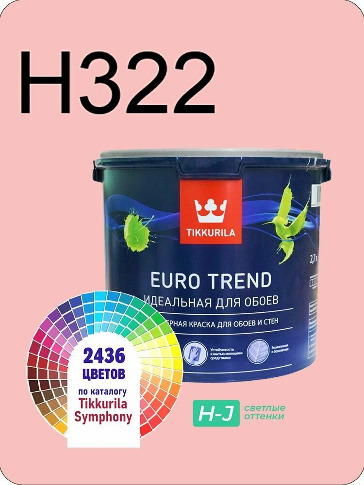 Краска для обоев Tikkurila Euro Trend 2,7л. светлые оттенки H322