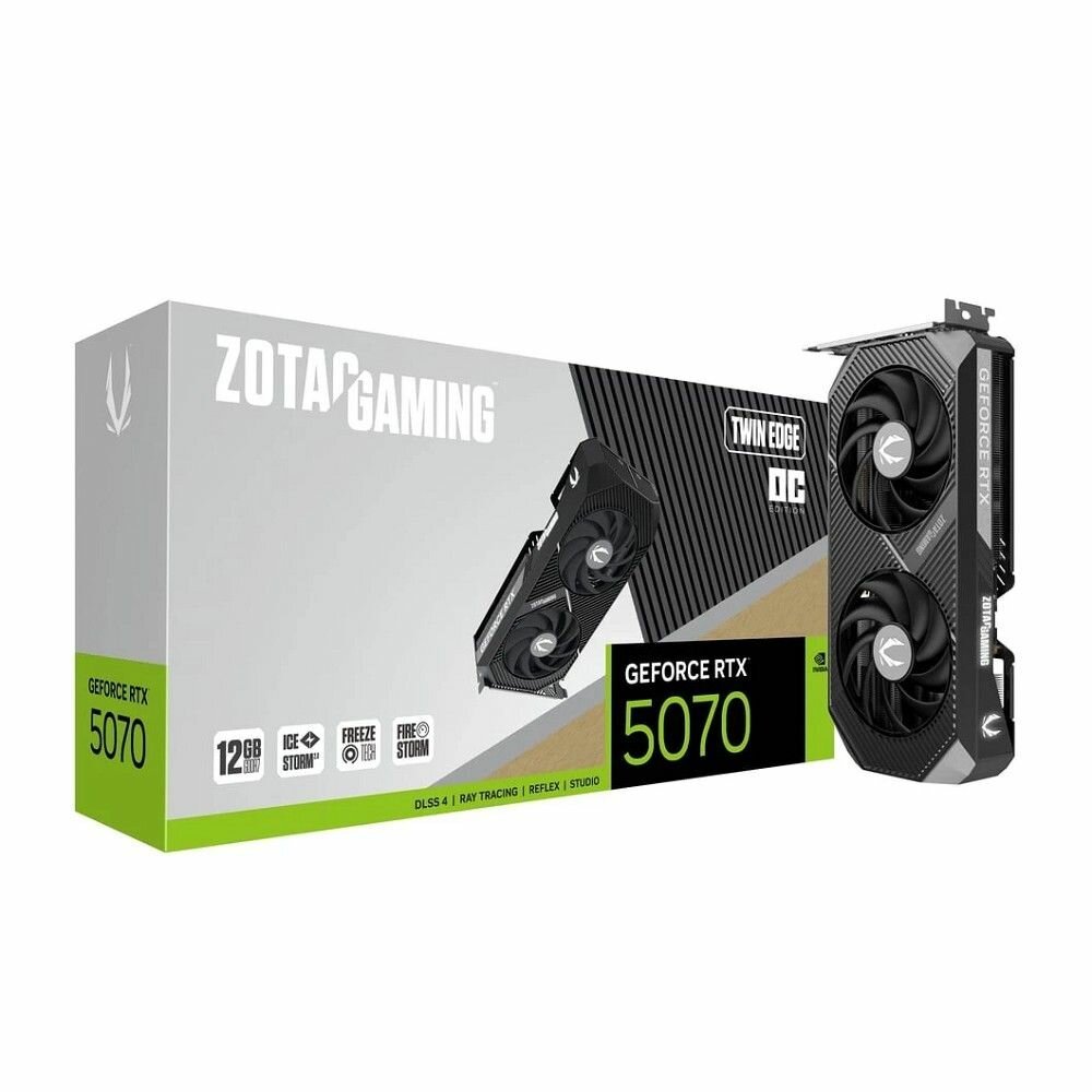 Zotac Видеокарта RTX5070 TWIN EDGE OC 12GB GDDR7 192bit 3xDP HDMI 2FAN P ZT - B50700H - 10P RTL