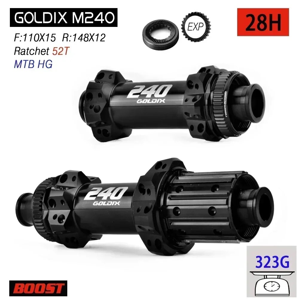 GOLDIX M240 BOOST втулка для горного велосипеда 28H 110X15 148X12 HG 28H
