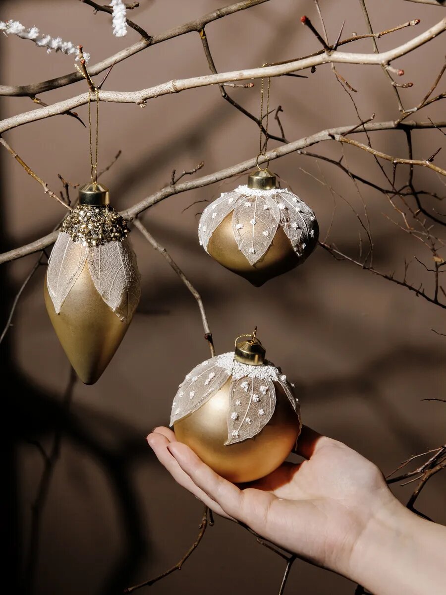 Елочные украшения стекло набор 12шт "Волшебная Фея"