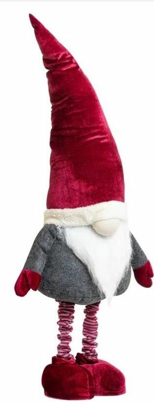 Фигурка Гном WINTER GLADE 125 см на телескопических ногах F23125, красный/серый