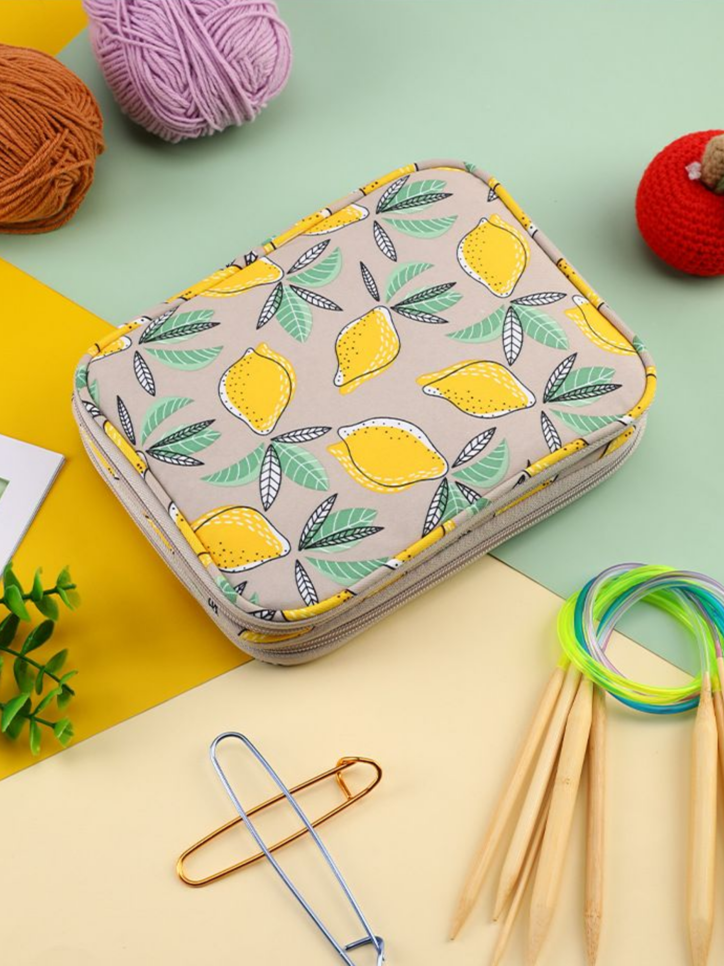 Вязание крючком, спицы, коробка для хранения рукоделия, мягкая, многослойная, удобная в переноске, печать