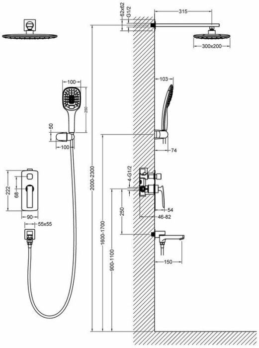 Душевой комплект Timo Helmi SX-4099/00-16SM С внутренней частью, хром-белый