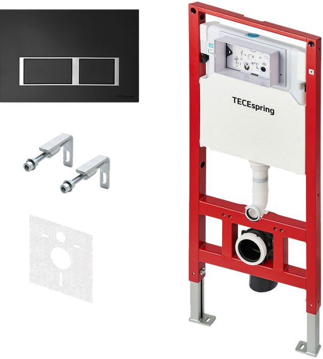 Система инсталляции для унитазов TECE TECEspring S401204, 4 в 1 с кнопкой смыва черный матовый