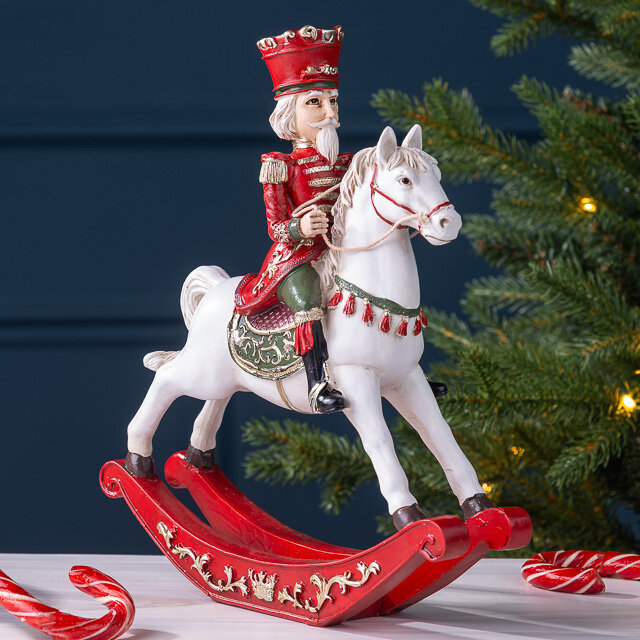 Декоративная фигурка Щелкунчик Гофмана на лошадке-качалке 25 см, Winter Deco, 1001096